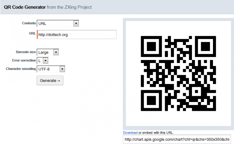 Easily generate QR codes with ZXing Project QR Code Generator | dotTech