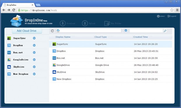 [Web] DropInOne allows you to access Dropbox, Google Drive, SkyDrive, Box, SugarSync, and Amazon ...