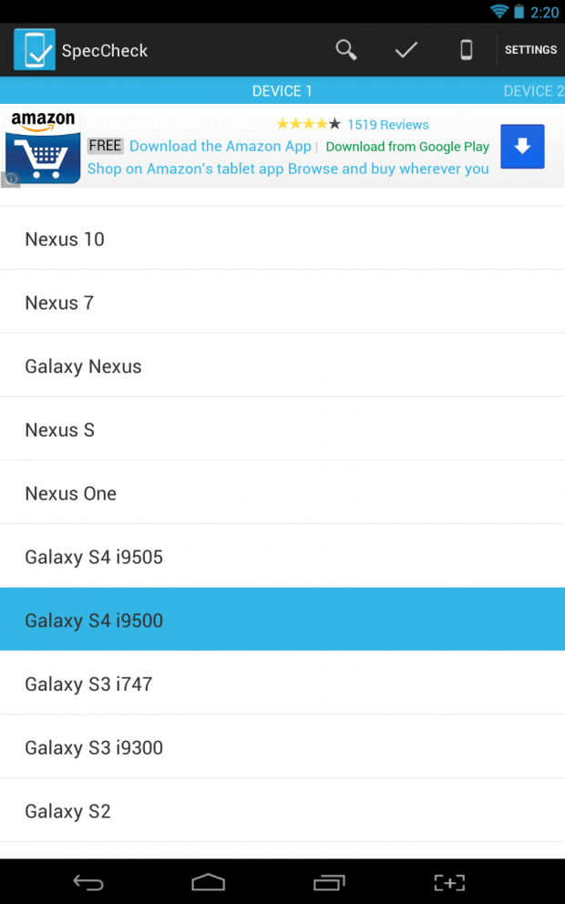 [Android] Quickly compare the hardware specifications of two devices ...