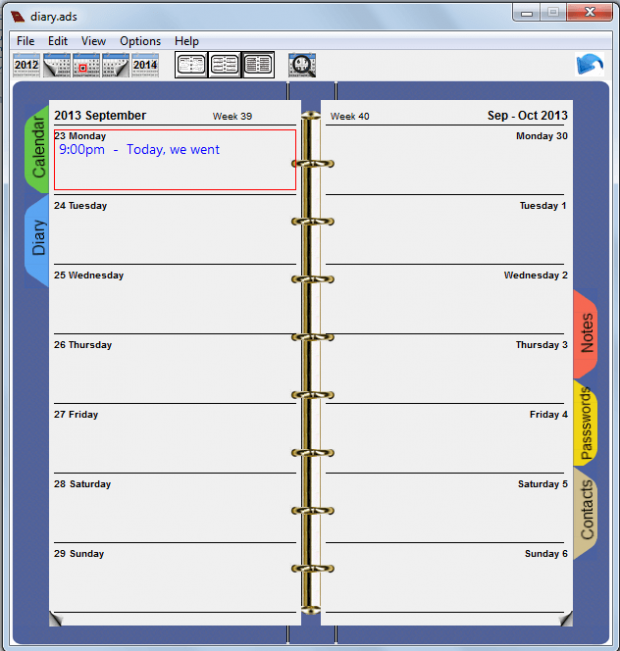 [Windows] In My Diary is a password-protected personal organizer, diary ...