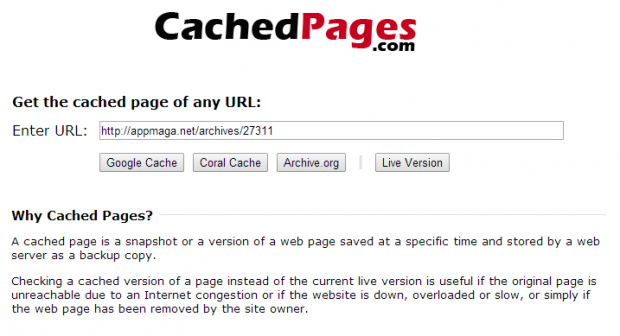 [Web] View older versions of web pages with Cached Pages | dotTech