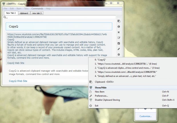 [Windows] CopyQ is an advanced, free clipboard manager [Linux] | dotTech