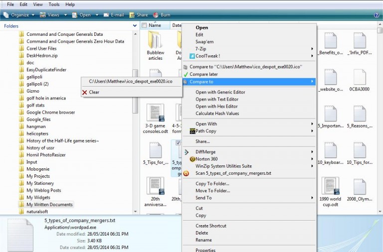 How to compare two files and find the difference from right-click context menu in Windows [Tip ...