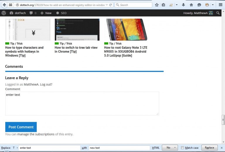 How to add a find and replace text option in Firefox [Tip] | dotTech