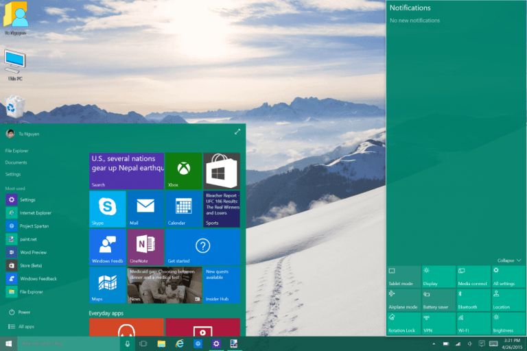 How to change Start Menu and Action Center color in Windows 10 [Tip ...