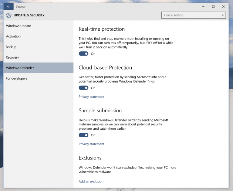 How to configure Windows Defender settings in Windows 10 [Tip] | dotTech