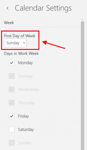 How to change First day of Week in Outlook Calendar and Windows 10 ...