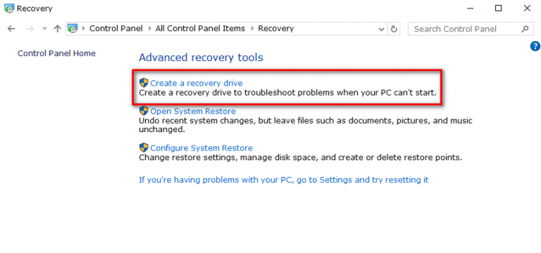 How to create recovery drive in Windows 10 [Tip] | dotTech